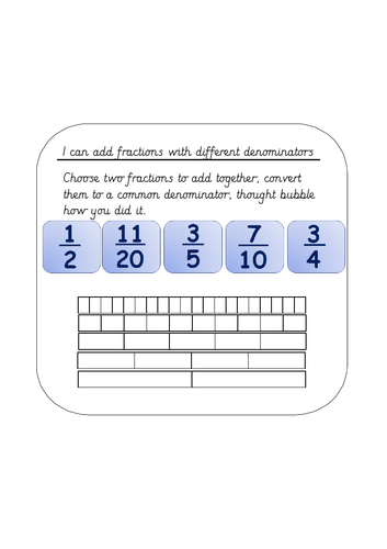 Adding Fractions Different Denominators | Teaching Resources