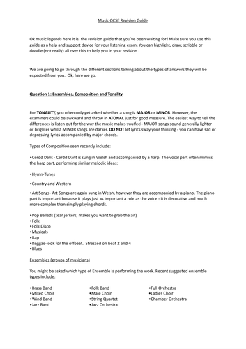 WJEC GCSE Music Revision | Teaching Resources WJEC GCSE Music Revision | Teaching Resources