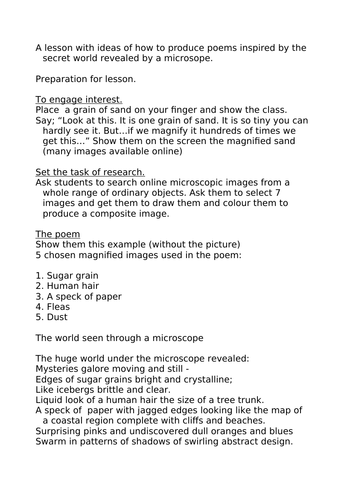 Writing a poem inspired by microscopic images | Teaching Resources