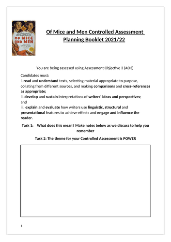 Power in Of Mice and Men- CA | Teaching Resources