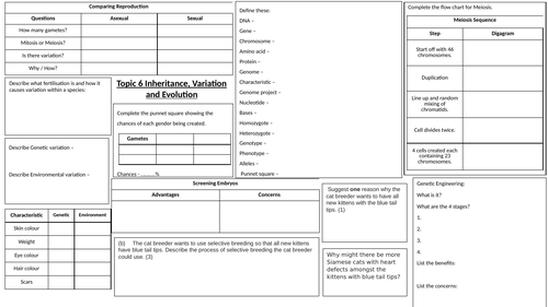 AQA Combined science B6 revision | Teaching Resources