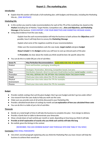 Template report structure for Unit 2 - Developing a Marketing Campaign | Teaching Resources