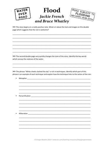 Flood - Jackie French / Bruce Whatley - Worksheets | Teaching Resources