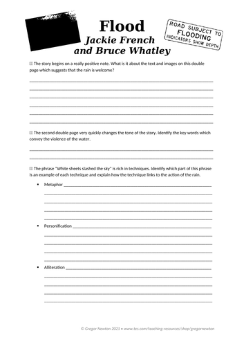 Flood - Jackie French / Bruce Whatley - Worksheets | Teaching Resources