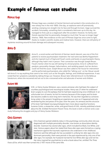 Psychology: Research Methods: Case studies | Teaching Resources