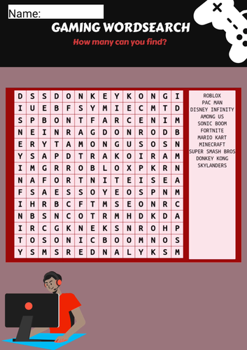 Gaming Wordsearch | Teaching Resources