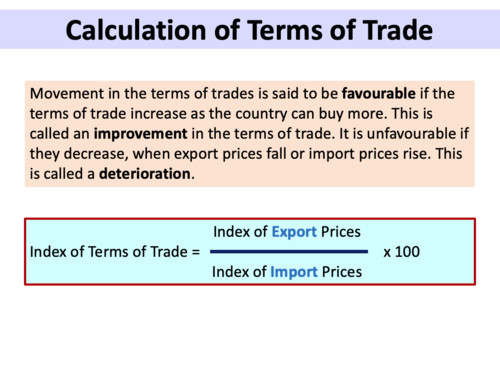 Pattern of Trade and Terms of Trade - A Level Economics | Teaching ...