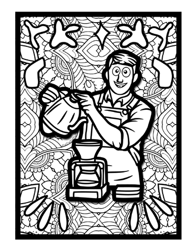 Barista Mindfulness Mandala Colouring Pages, Coffee Printable Colouring ...