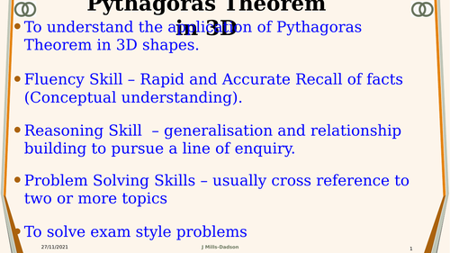Pythagoras Theorem in 3D | Teaching Resources