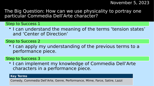 Commedia Dell'Arte Lesson: Practice | Teaching Resources