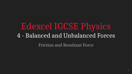 Edexcel IGCSE Physics Presentations Chapter 1 - Forces and Motion ...