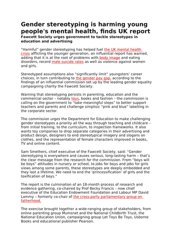 Opinion writing on gender | Teaching Resources