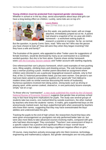 Opinion writing on gender | Teaching Resources
