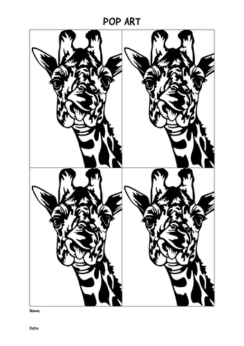 Pop art colouring in pages - animals | Teaching Resources