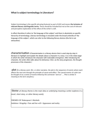 A level English Literature lesson plan on Literary Devices ...