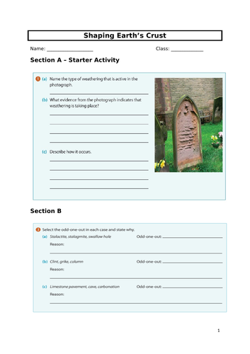 Geography Worksheet Bundle- Shaping the Earths crust | Teaching Resources