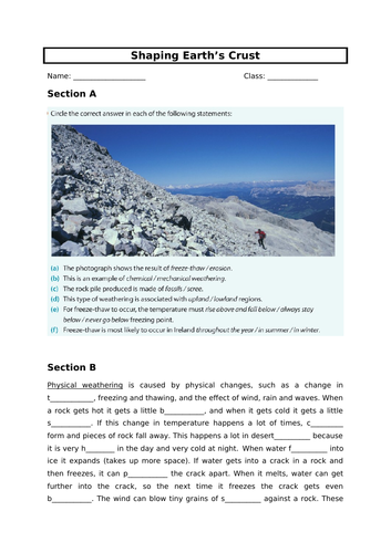 Geography Worksheet Bundle- Shaping the Earths crust | Teaching Resources