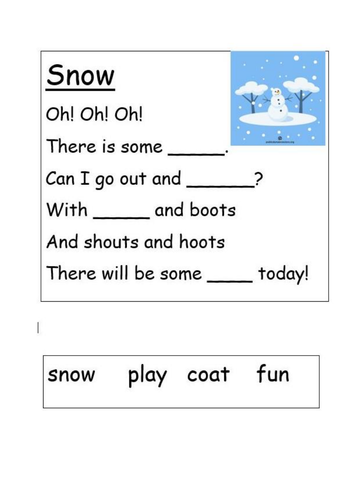Simple Phonics Christmas Poems with Cloze | Teaching Resources