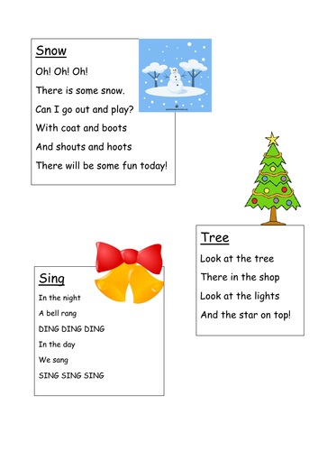 Simple Phonics Christmas Poems with Cloze | Teaching Resources