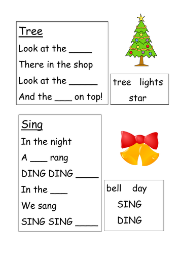 Simple Phonics Christmas Poems with Cloze | Teaching Resources