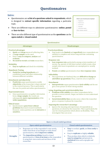 Questionnaires in Sociology | Teaching Resources