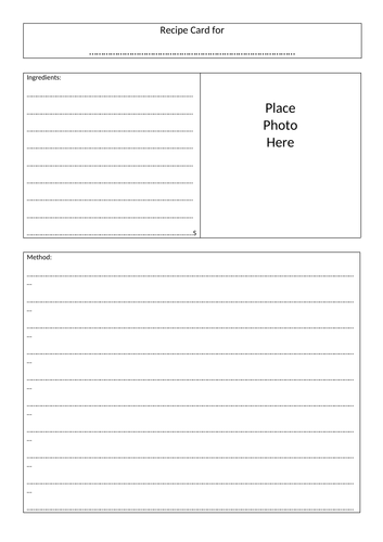 Recipe card | Teaching Resources