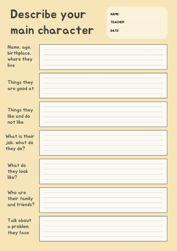 Your Main Character | Teaching Resources