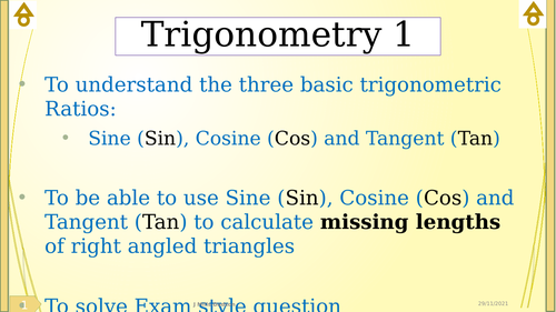 Trigonometry 1 - For Missing Sides | Teaching Resources