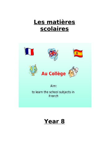 Les Matieres Scolaires | Teaching Resources