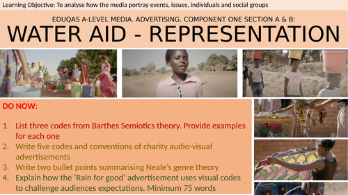 Advertising Eduqas Media A-level (WaterAid and Tide) | Teaching Resources
