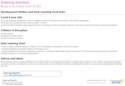 EYFS Build a Number Line 0-20 Learning Activity - Spring | Teaching ...