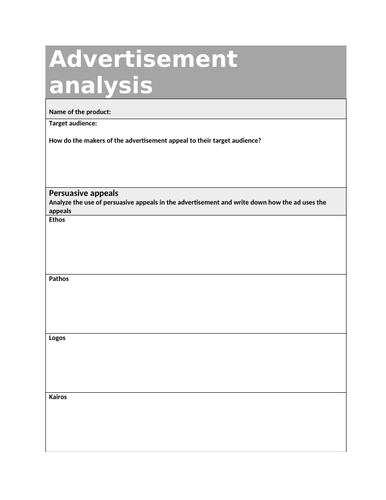Advertisement analysis project - persusasive appeals and techniques ...
