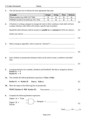 J277 OCR 2.2 Programming Fundamentals | Teaching Resources