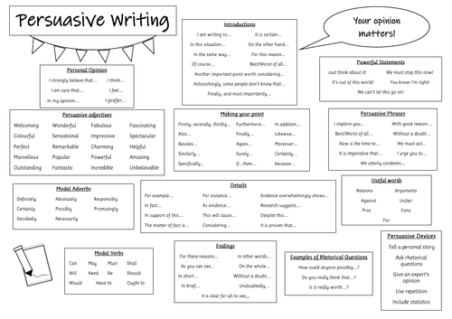 Word Bank - Persuasive Writing (Black & White) | Teaching Resources