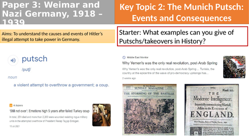 Weimar and Nazi Germany, 1918 – 1939: Key Topic 2 | Teaching Resources