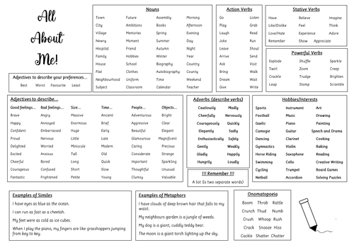 Word Bank - All About Me! (Black & White) | Teaching Resources