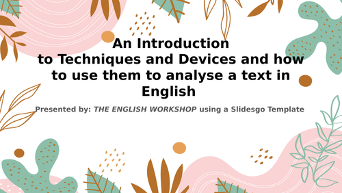 How to use Techniques and devices to analyse a text | Teaching Resources