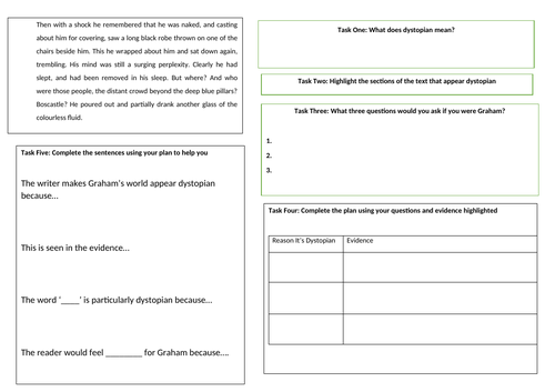 Dystopian Chunked Writing Aid Teaching Resources
