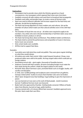 Nazi Propaganda Edexcel GCSE History | Teaching Resources