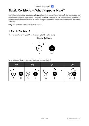 Elastic Collisions What happens next? Worksheet and Slides ...
