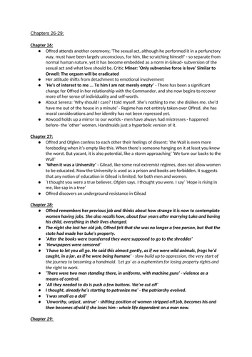 Chapter 26-29 summaries- Handmaids Tale | Teaching Resources