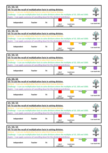 Mathematics - dividing by use of inverse multiplication facts - Upper ...