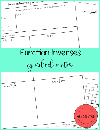Function Inverses Guided Notes | Teaching Resources