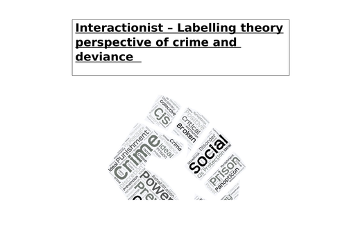 Labelling Theory Of Crime And Deviance Summary Sheet Teaching Resources