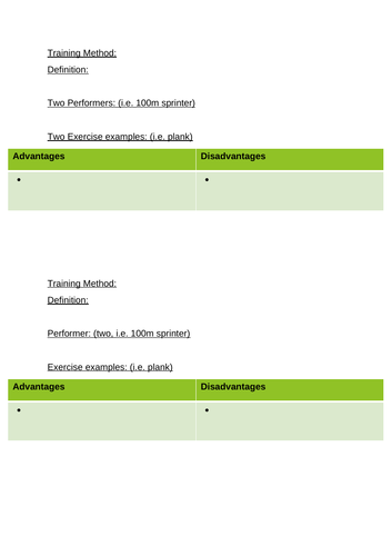 Methods of Training BTEC Sport Level 1/2 | Teaching Resources