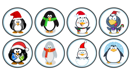 24 Penguin Cards to Cut and Match | Teaching Resources