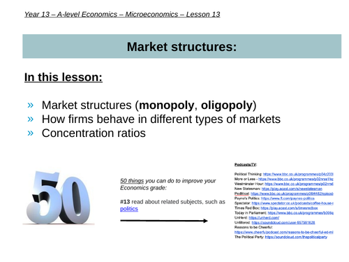 Monopoly, oligopoly & concentration ratios (A-level Economics ...