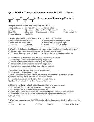 (110 PGS) 2 FULL YEAR TEST PACKAGE Grade 11 Chemistry 30 ASSESSMENTS ...
