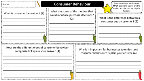 Consumer Behaviour - Worksheet | Teaching Resources