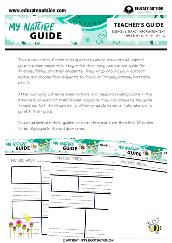 My Nature Guide - Outdoor Writing Freebie | Teaching Resources